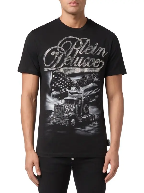 Philipp Plein T-shirt With Rhinestone Logo - Black