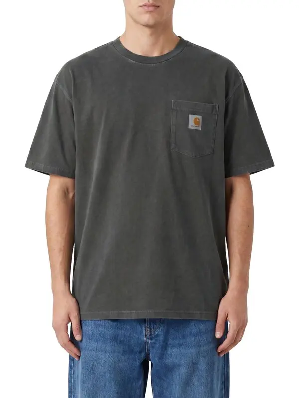 Carhartt Work In Progress Cotton Pocket T-shirt With Contrasting Logo - Grey