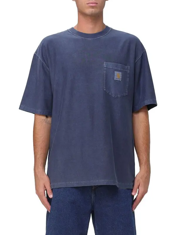 Carhartt Work In Progress Cotton Pocket T-shirt With Contrasting Logo - Navy