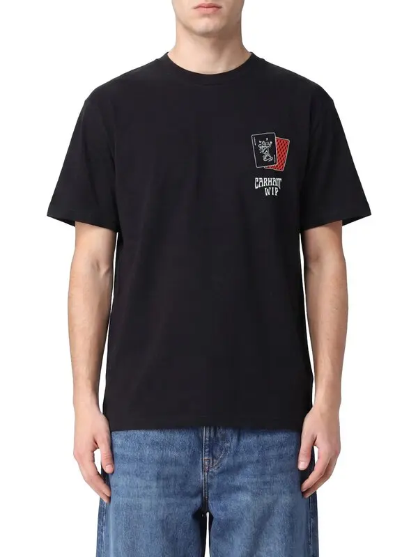 Carhartt Work In Progress Graphic Print Cotton T-shirt With Contrasting Logo - Grey