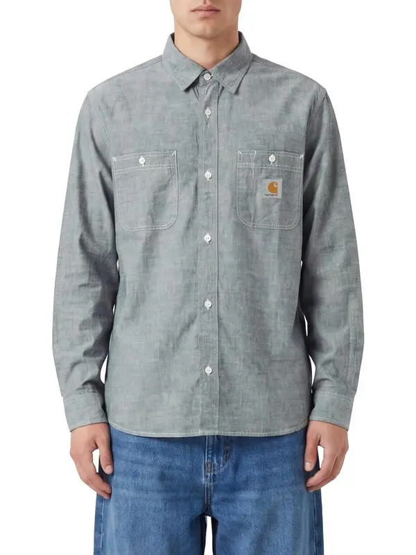 Carhartt Work In Progress Slim Fit Cotton Casual Shirt With French Collar And Patch Pocket - Black