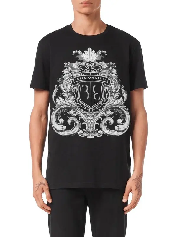 BILLIONAIRE Printed Cotton T-shirt - Black