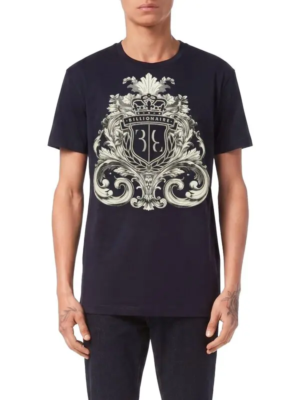 BILLIONAIRE Printed Cotton T-shirt - Blue