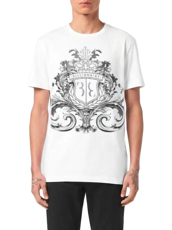 BILLIONAIRE Printed Cotton T-shirt - White