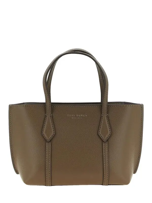 Tory Burch Perry Small Grained Leather Tote Bag With Removable Strap - Brown