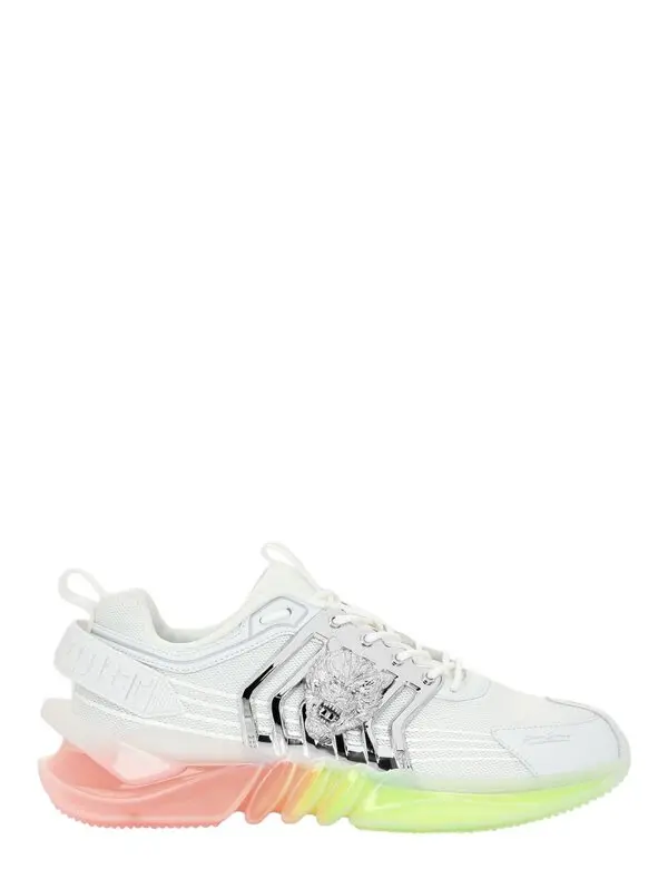 PLEIN SPORT Runner Tiger Low-top Mesh Sneakers With Chunky Sole - White