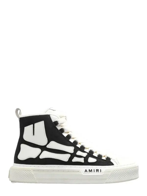 Amiri Skel High-top Sneakers In Canvas And Leather With Abstract Pattern - Black