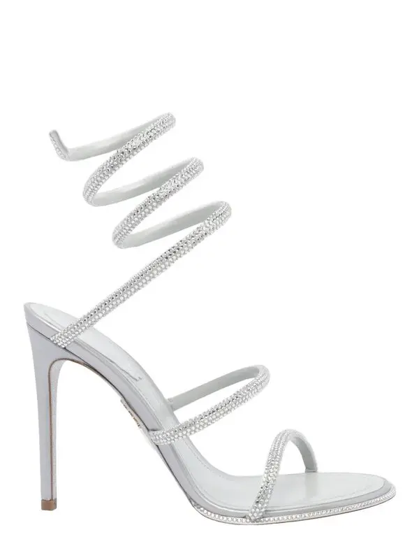 Rene Caovilla Cleo Crystal-embellished Spiral Strap Stiletto Sandals - Silver