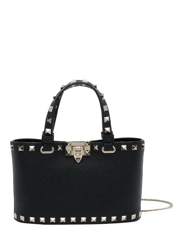 Valentino Garavani Rockstud Grained Calf Leather Mini Handbag - Black