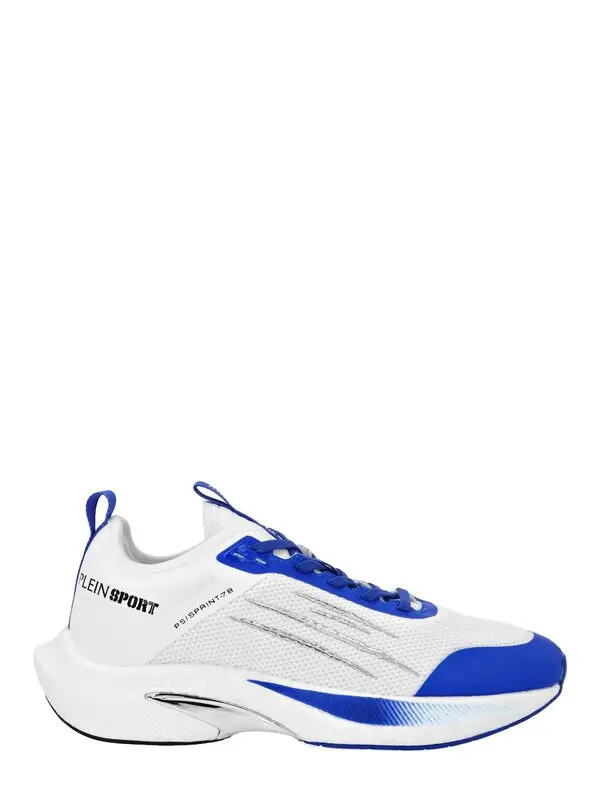 PLEIN SPORT Two-tone Mesh Sneakers With Printed Logo - White 1