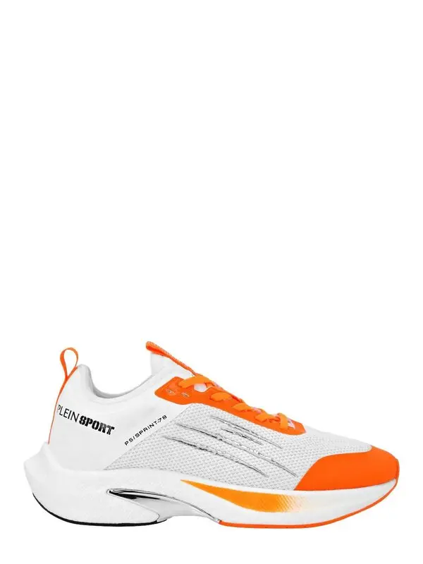 PLEIN SPORT Two-tone Mesh Sneakers With Printed Logo - White