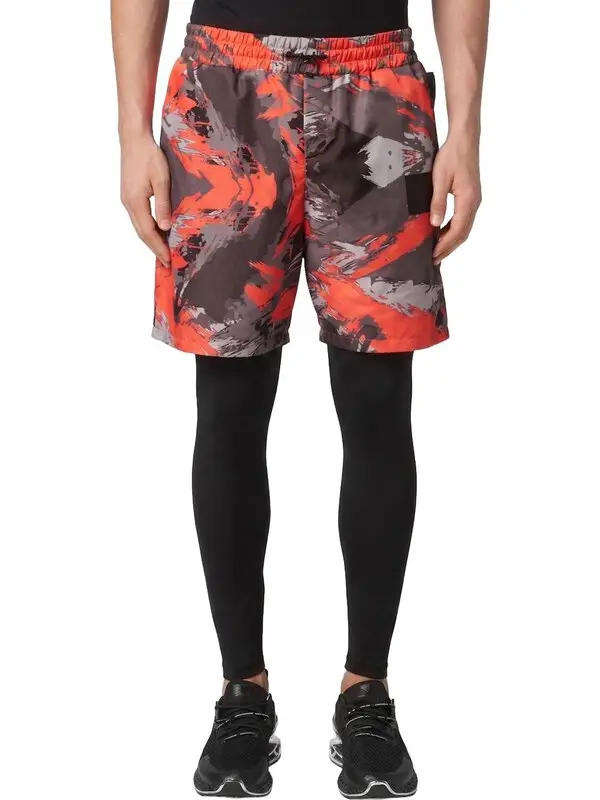 PLEIN SPORT Skinny Fit Double-layer Jogging Pants With Abstract Print - Black