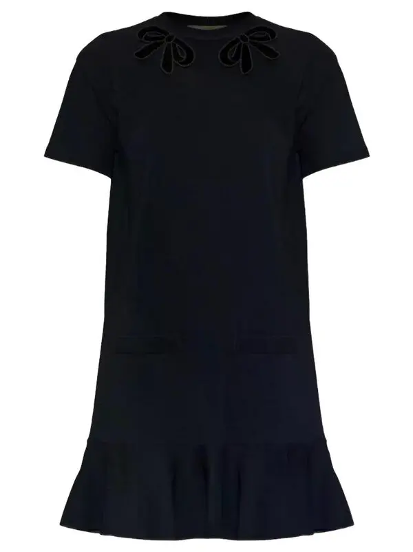 Valentino Garavani Bow Appliqué Knitted Mini Dress - Black