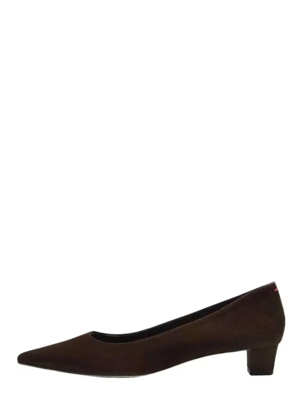 AeydĒ Judi Pointed-toe Suede Block Heel Pumps - Brown