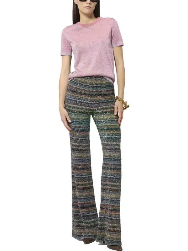 Missoni Sequin Embellished Zigzag Knit Trousers - Blue