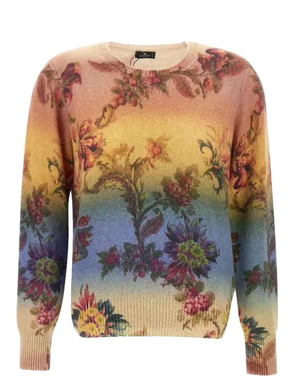Etro Multicolor Floral Pattern Wool Sweater - Neutrals