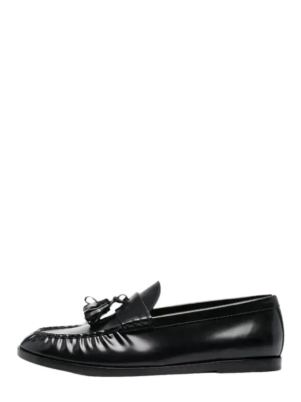 THE ROW Tassel Detail Leather Loafers - Black