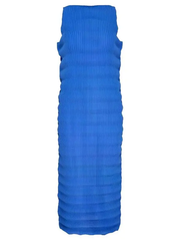 Issey Miyake Pleated Midi Dress - Blue