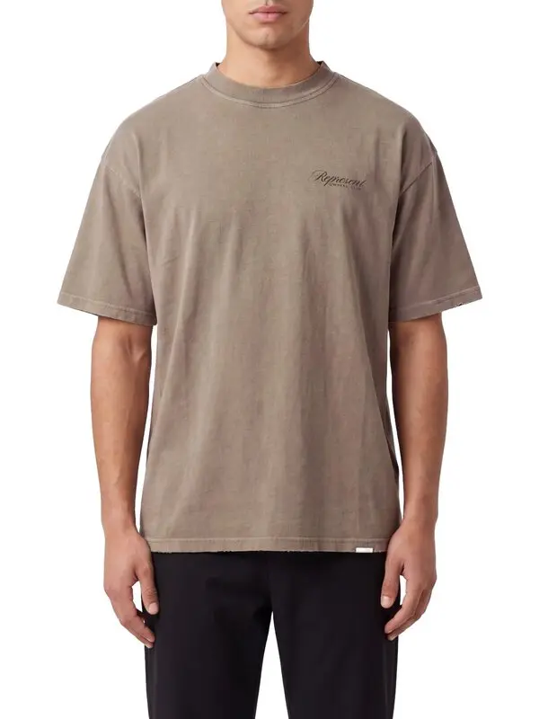 REPRESENT Relaxed Fit Cotton T-shirt With Back Logo - Beige