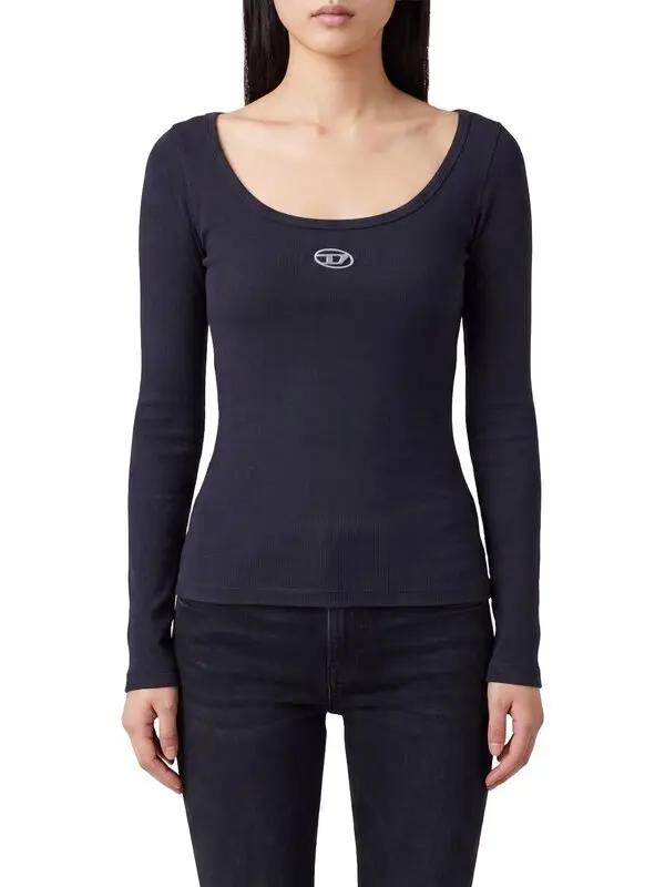 DIESEL® Ribbed Long Sleeve T-shirt - Black
