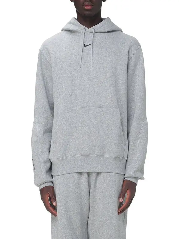 Nike Cotton-blend Hoodie With Kangaroo Pocket And Swoosh Logo - Grey