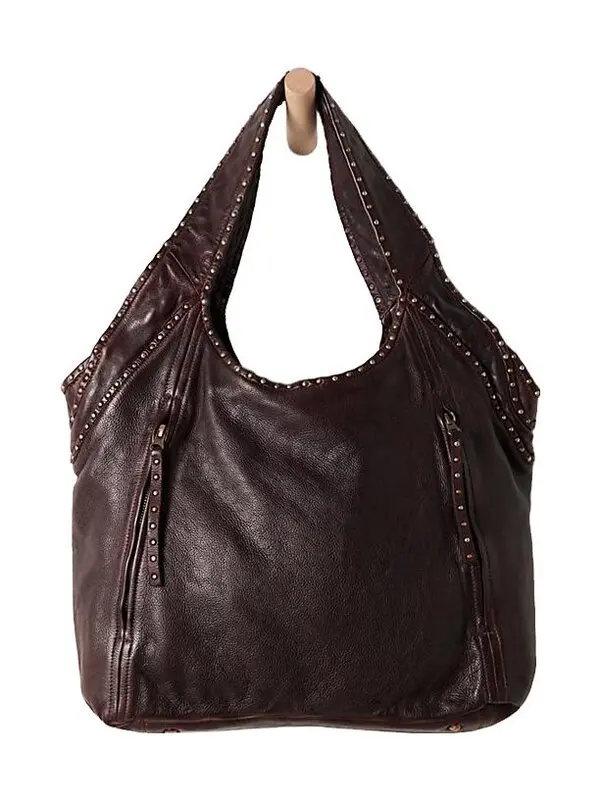 Free People Sawyer Studded Leather Tote Bag - Espresso