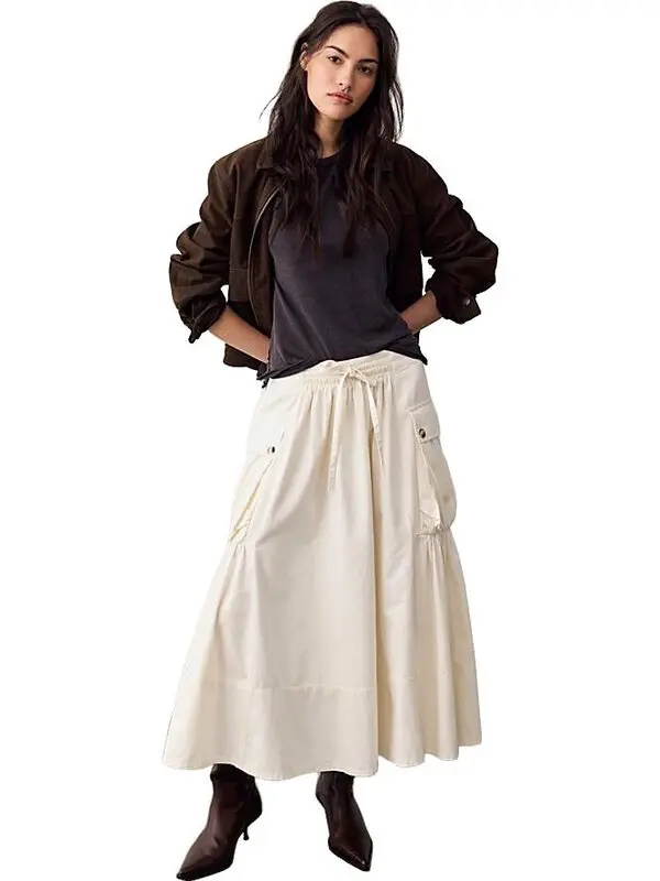 Free People We The Free Trailblazer Cargo Midi Skirt - Ivory