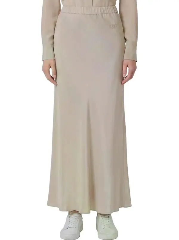 Max Mara Monogram Silk Maxi Skirt - Neutrals
