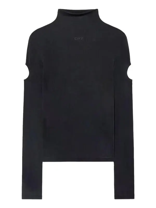 Off-White Cupro Rib Meteor Long Sleeve Top - Black