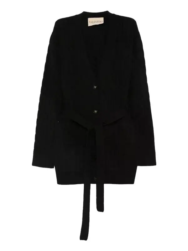 Valentino Garavani Cashmere Cable Knit Cardigan - Black