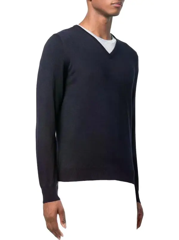 FILERIA Wool V-neck Jumper - Blue