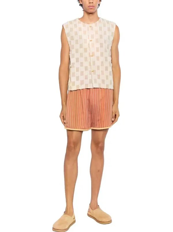 YOUNG N SANG Check-pattern Sleeveless Vest - Neutrals