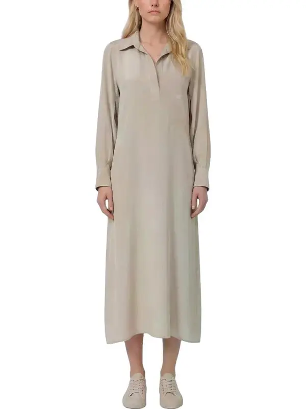 Max Mara Gambero Silk Polo Midi Dress - Neutrals