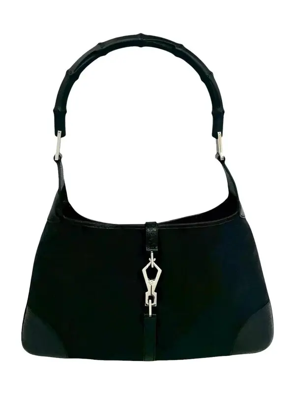 Gucci Canvas Bamboo Jackie Hobo Bag - Black