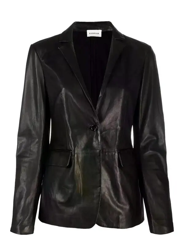 P.a.r.o.s.h Single-breasted Leather Blazer - Black