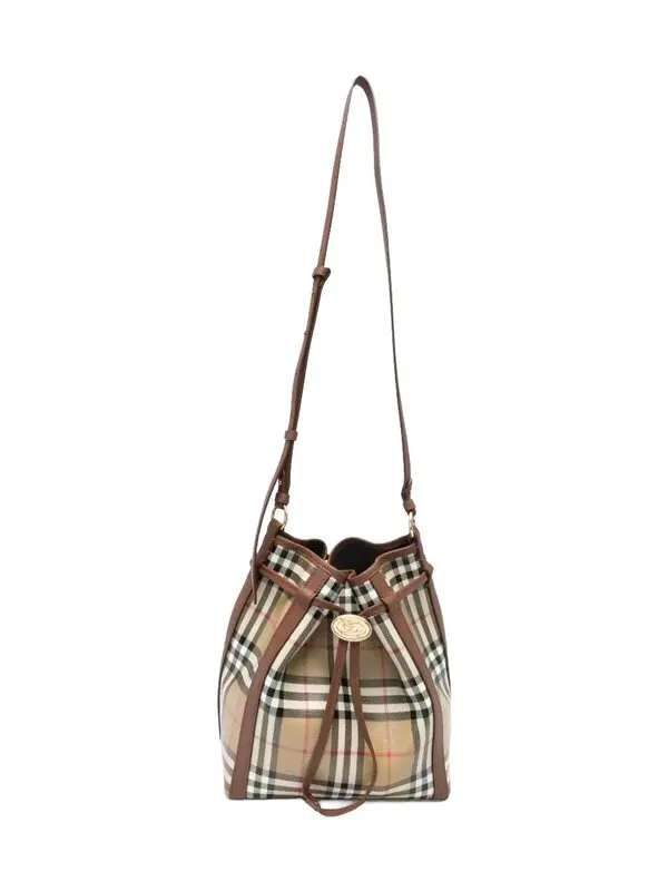 Burberry Small Vintage Check Drawstring Bucket Bag - Neutrals