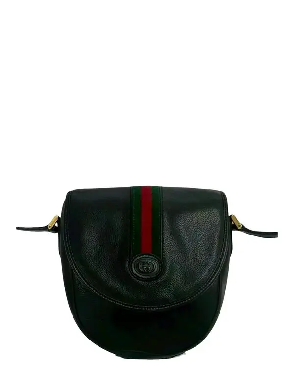 Gucci Leather Crossbody Bag With Web Detail - Black