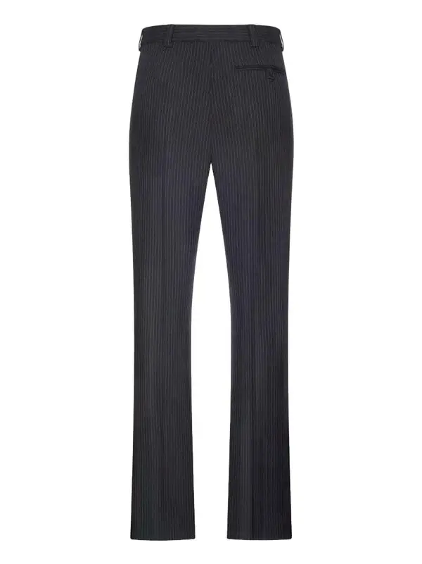 Saint Laurent Striped Herringbone Wool Tapered Pants - Grey