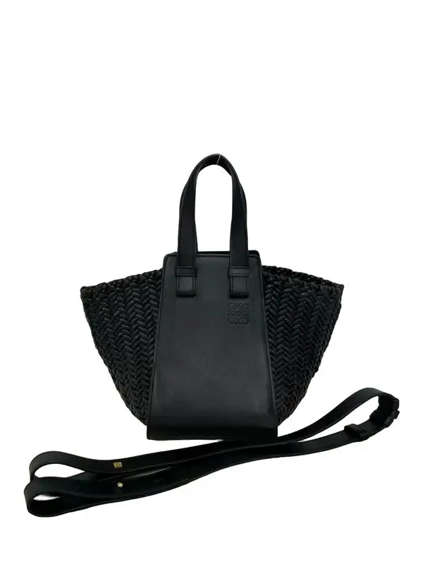Loewe Woven Leather Trim Compact Hammock Bag Satchel - Blue