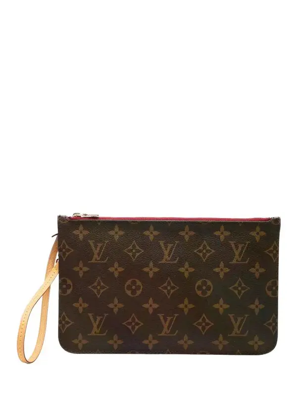 LOUIS VUITTON 2014 Monogram Neverfull Mm Pouch Clutch Bag - Brown