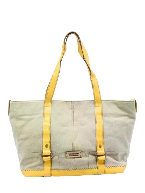 Burberry Canvas Tote Bag With Leather Trim - Neutrals