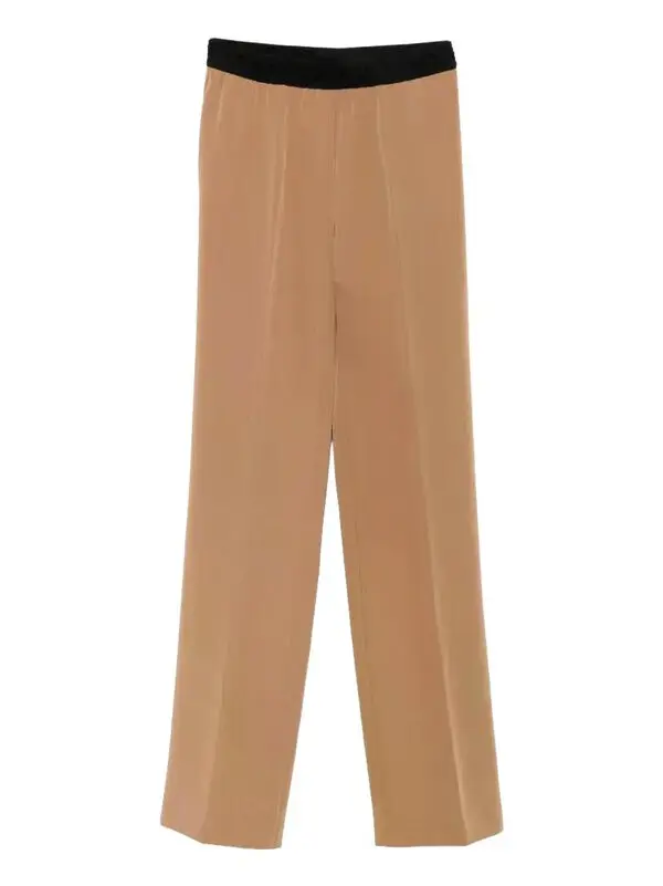 ERMANNO FIRENZE Logo-waistband Straight-leg Trousers - Brown