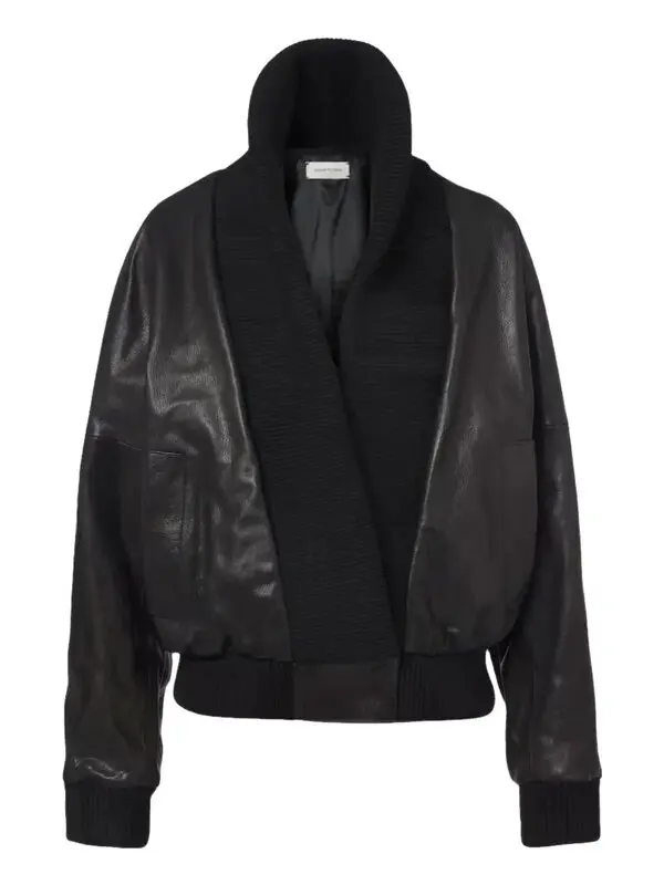 Magda Butrym Ribbed-knit Leather Jacket - Black