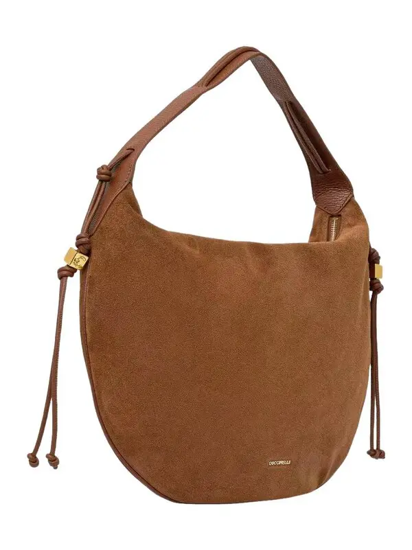 COCCINELLE Suede Logo Print Tote Bag - Brown