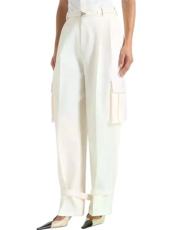 Manière De Voir Tailored Pleated Cargo Trousers - White