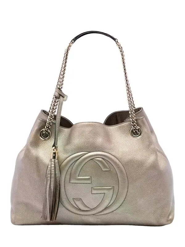 Gucci 2016-2026 Medium Metallic Calfskin Soho Chain Tote Bag - Gold