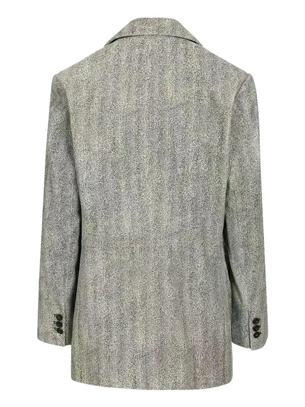 Emporio Armani Chevron-print Leather Blazer - Grey