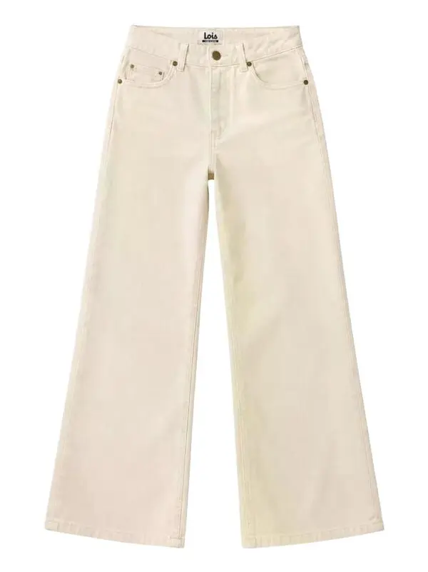 LOIS Lindsay Logo-patch Wide-leg Jeans - Neutrals