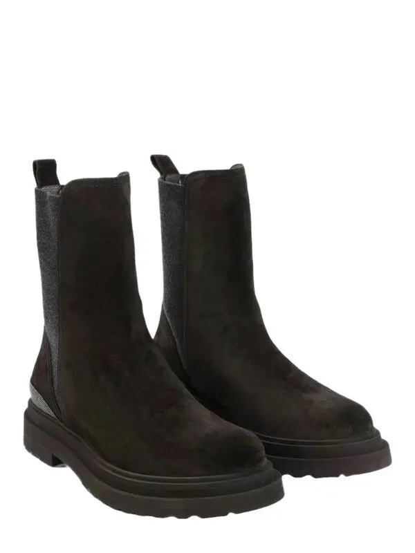 Brunello Cucinelli Monili-embellished Suede Boots - Brown
