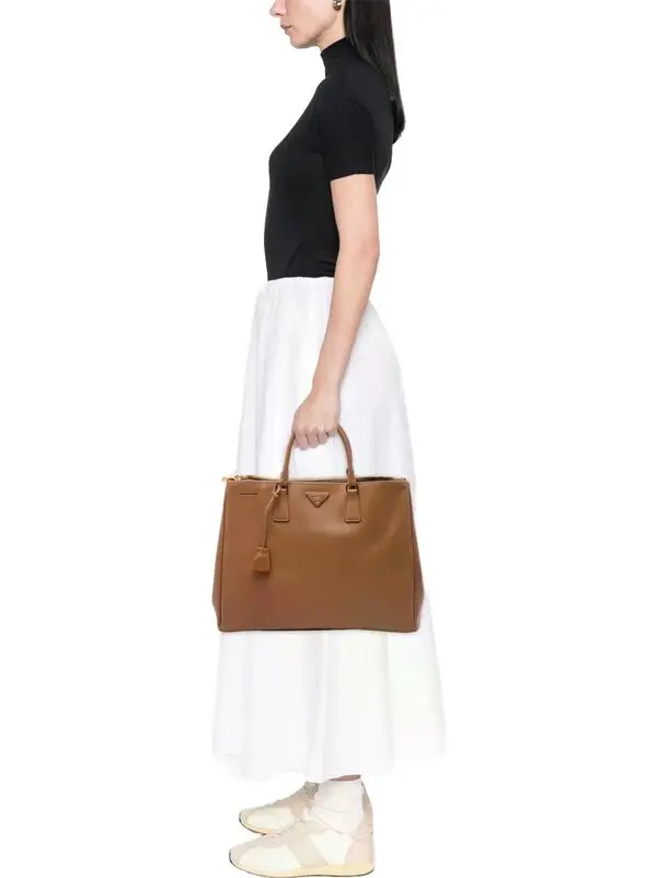 Prada 2013-2026 Extra Large Saffiano Lux Galleria Double Zip Tote Bag - Brown